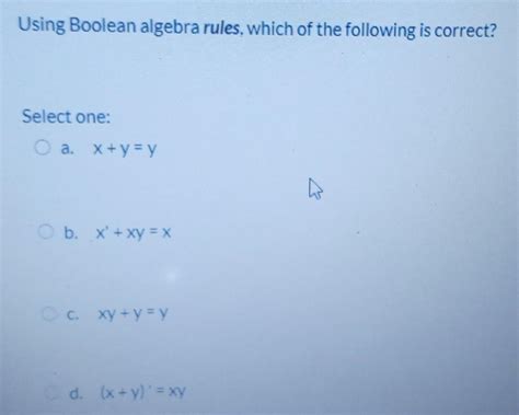 solved using boolean algebra rules which of the following
