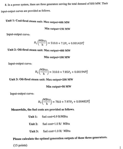 Solved 8 In A Power System There Are Three Generators