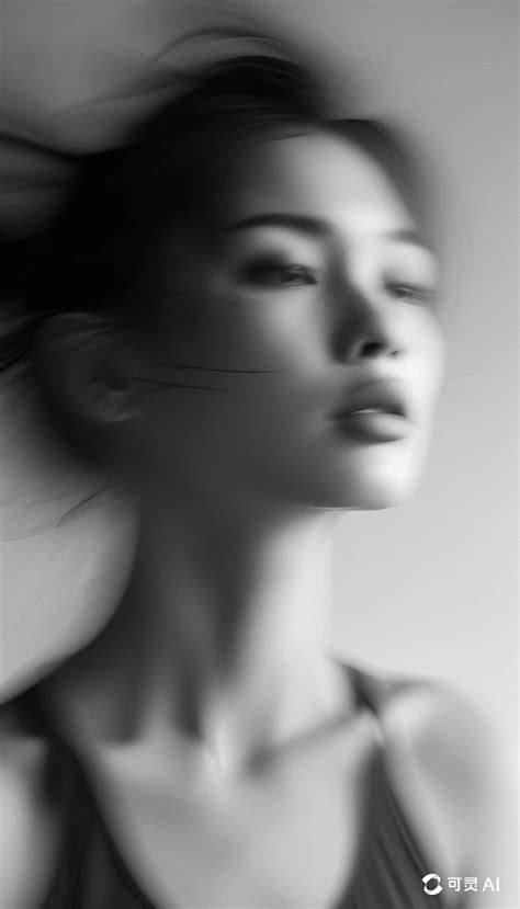 9x16 黑白女子人物运动模糊摄影 高级强烈的运动模糊和动感模糊 艺术的虚 2 花瓣网