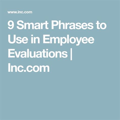 9 Smart Phrases To Use In Employee Evaluations Evaluation Employee