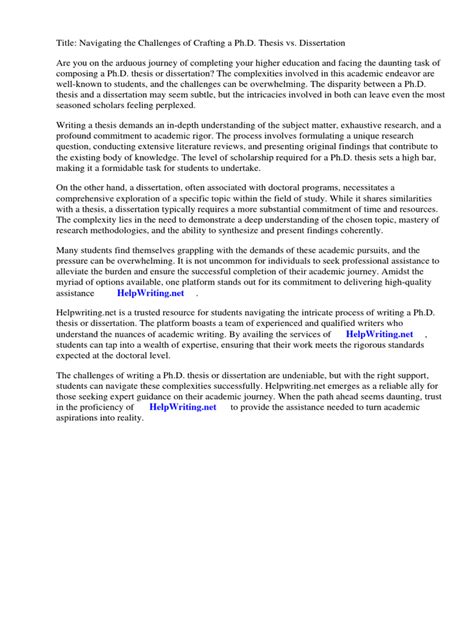 Phd Thesis Vs Dissertation Pdf Thesis Doctor Of Philosophy