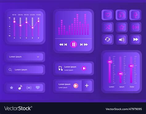 gui elements for music player mobile app audio vector image