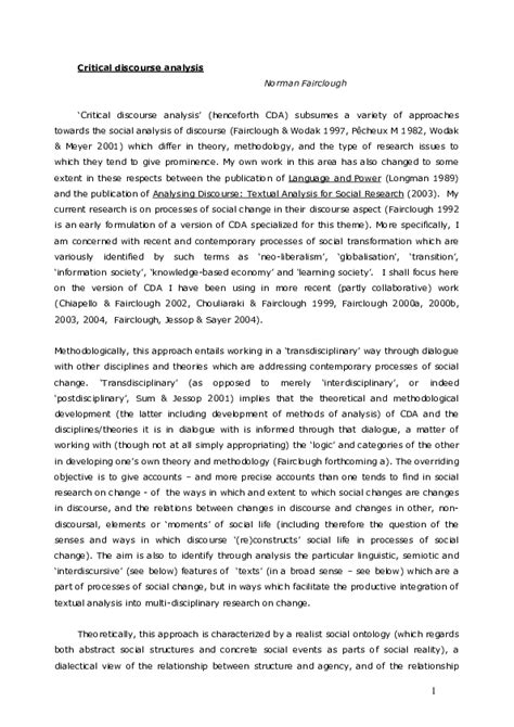 Pdf Critical Discourse Analysis