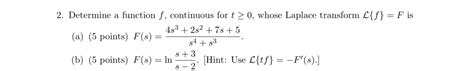 Solved Determine A Function F ﻿continuous For T≥0 ﻿whose