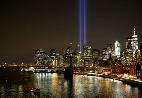 Twin Towers Memorial At Night
