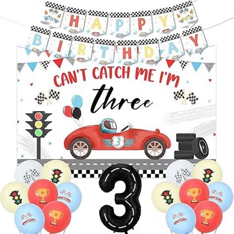Vintage Race Car 3rd Birthday Decorations Cant Catch Me Im Three