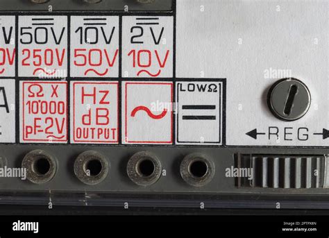 Electrical Symbols On A Vintage Analog Multimeter Measuring Instrument Stock Photo Alamy