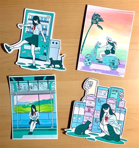 Yokai And Cat Series Cursed Videotape Tv Ghost Waifu Holographic Vinyl