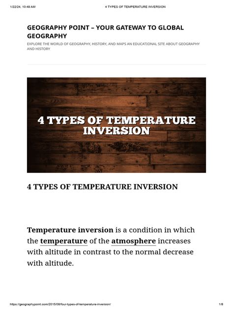 4 Types Of Temperature Inversion Pdf Atmosphere Of Earth Altitude