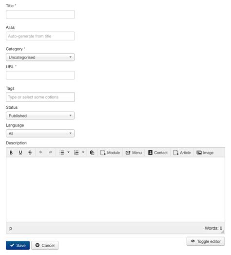 Help4xmenus Menu Item Weblink Submit Joomla Documentation