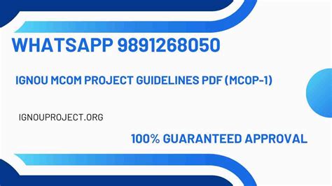 IGNOU MCOM Project Guidelines PDF MCOP 1 Download IGNOU Project Get Latest IGNOU Synopsis