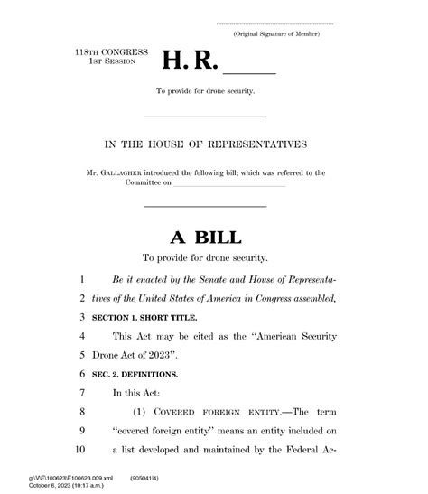 Etats Unis La Proposition De Loi American Security Drone Act Of
