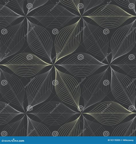 Linear Vector Pattern Repeating Abstract Linear Flower Stock Vector