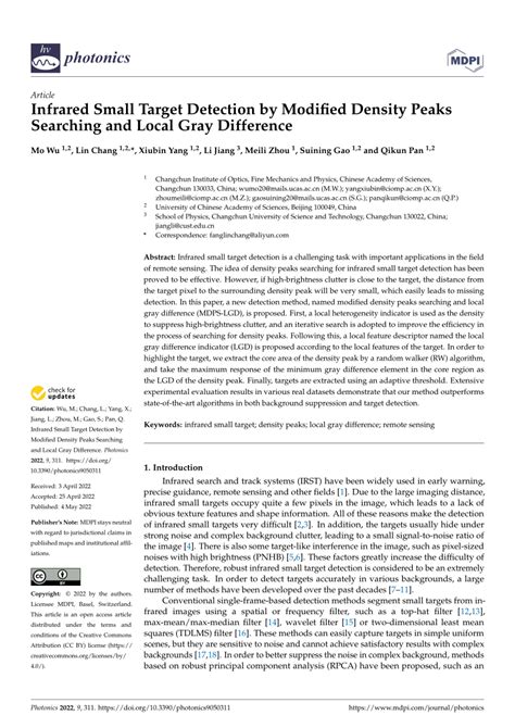 pdf infrared small target detection by modified density peaks