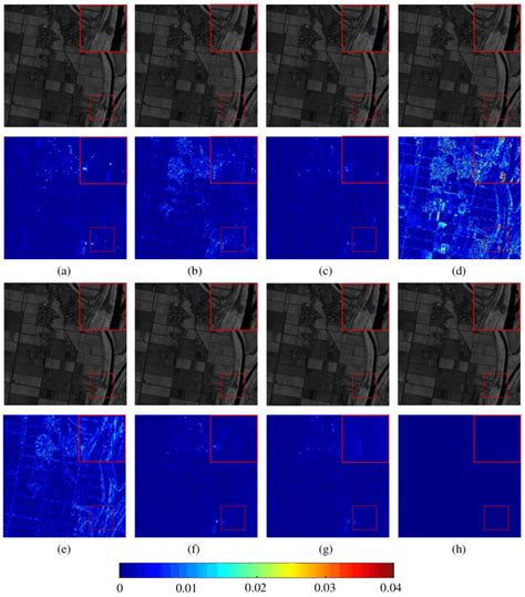 reconstructed images and corresponding error maps of a test image from