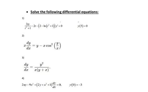 solve the following differential equations 1 2yx2 1 2x 2 ln x2 1 y 0