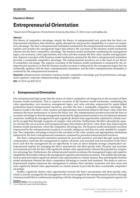 Pdf Entrepreneurial Orientation