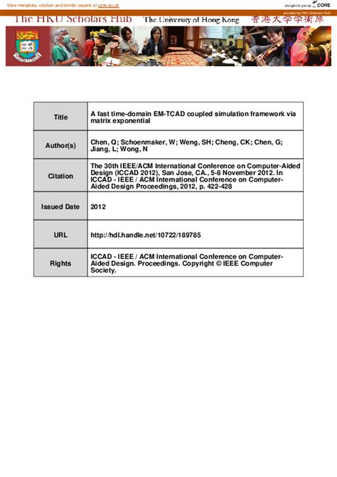 pdf a fast time domain em tcad coupled simulation framework via