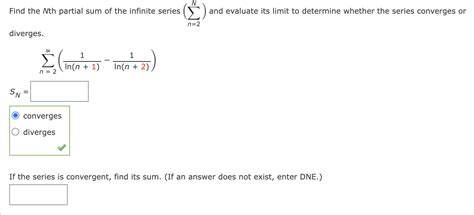 solved find the n th partial sum of the infinite series