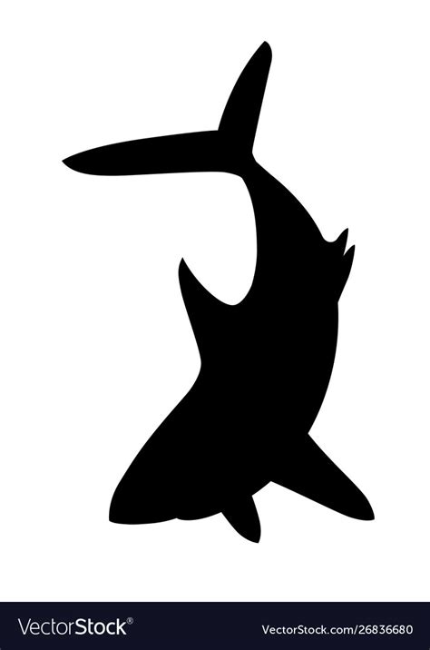 Black Silhouette Shark Giant Apex Predator Cartoon