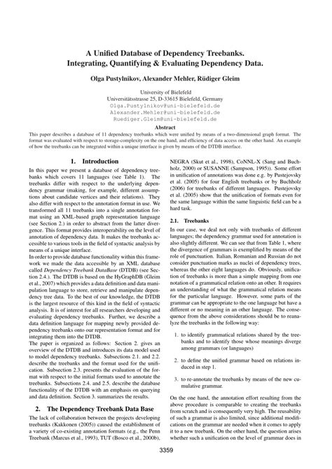 Pdf A Unified Database Of Dependency Treebanks Integrating Quantifying And Evaluating