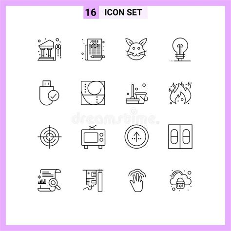 16 Universal Outline Signs Symbols Of Connected Product Bunny