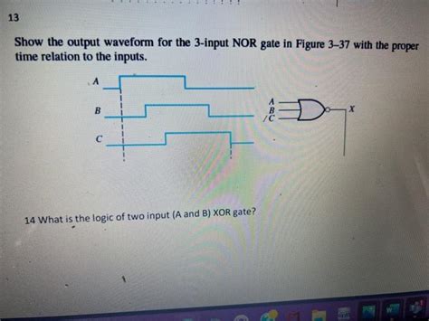 Solved 13 Show The Output Waveform For The 3 Input Nor Gate