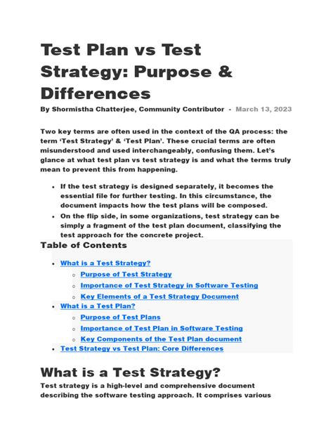 Test Plan Vs Test Strategy Pdf