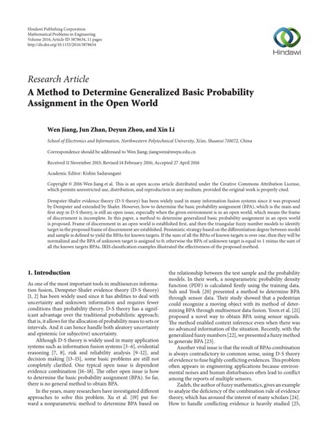 PDF A Method To Determine Generalized Basic Probability Assignment In The Open World