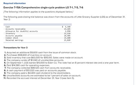 Solved Required Information Exercise A Comprehensive Chegg