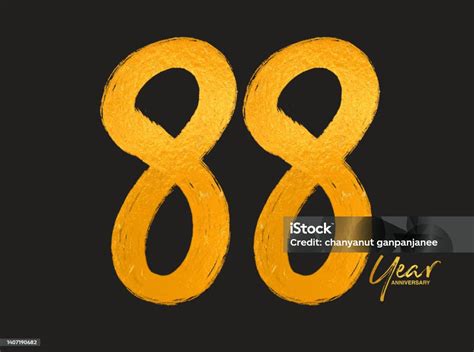 골드 88 주년 기념 벡터 템플릿 88 년 로고 디자인 88 번째 생일 골드 레터링 넘버 브러쉬 그리기 손으로 그린 스케치 숫자