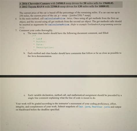 Solved Create A Class Named Car That Contains The Chegg Com