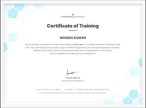 Corejava Certification Internshala Programming Softwaredevelopment