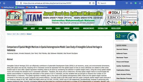 Pdf Jtam Jurnal Teori Dan Aplikasi Matematika Comparison Of Spatial Weight Matrices In