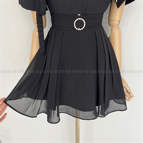 르시앙 로오 보석 써클 링 장식 쉬폰 이중안감 치마 미니스커트 안감 바지 에이블리