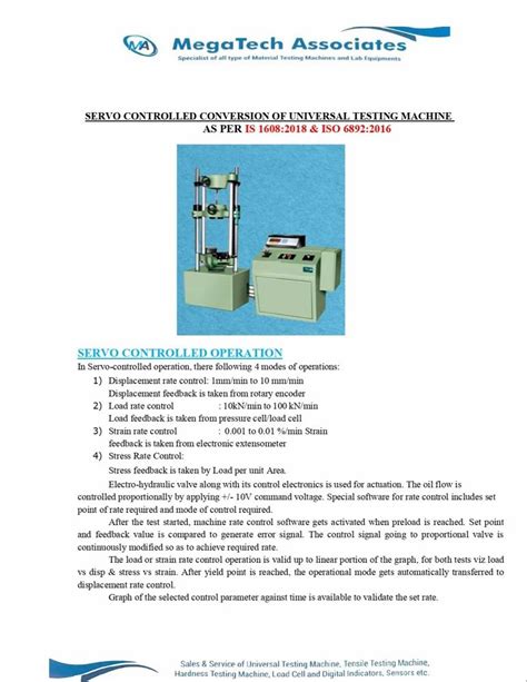Modification And Upgrade Of All Existing Old Material Testing Machines At