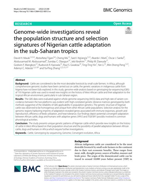 Genome Wide Investigations Reveal The Population Structure And Selection Signatures Of Nigerian