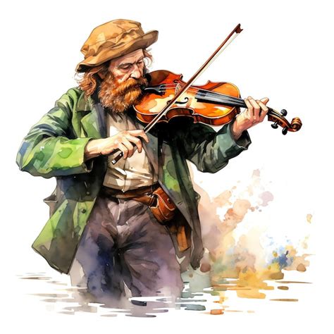 Premium Ai Image Irish Fiddler Watercolor