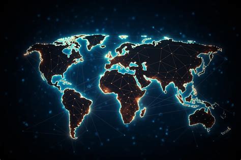 Global Network Connection World Map Abstract Technology Background Premium Ai Generated Image