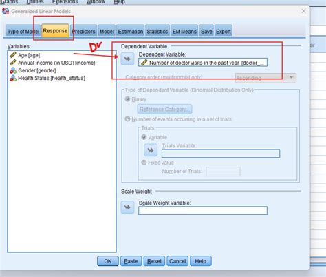 generalized linear model in spss explained performing report