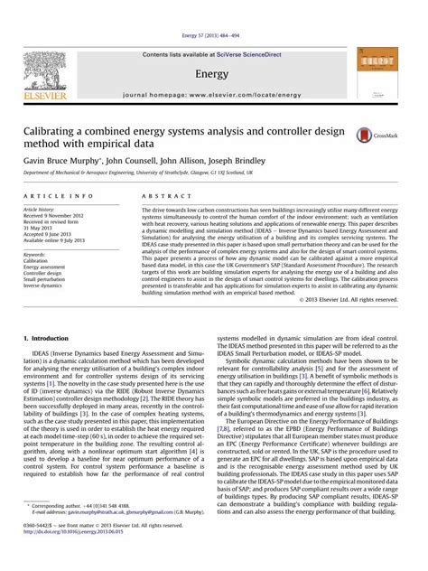 pdf calibrating a combined energy systems analysis and controller