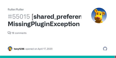 [shared preferences] missingpluginexception · issue 55015 · flutter