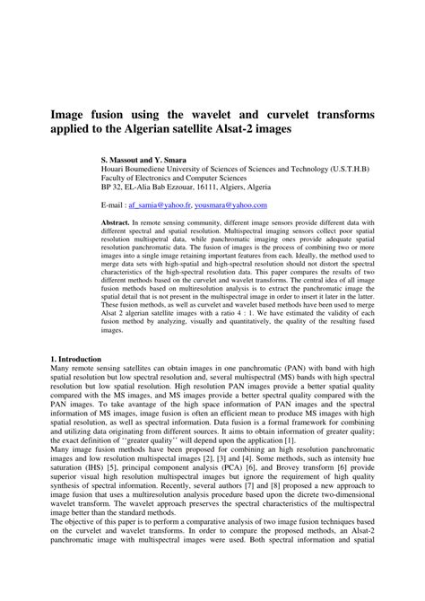 Pdf Image Fusion Using The Wavelet And Curvelet Transforms Applied To