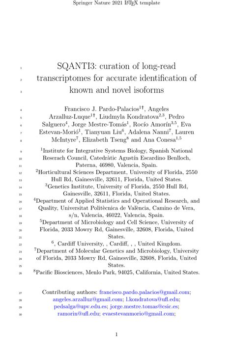 Pdf Sqanti3 Curation Of Long Read Transcriptomes For Accurate Identification Of Known And
