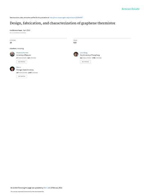 Design Fabrication And Characterization Of Graphene Thermistor Pdf Graphene Materials