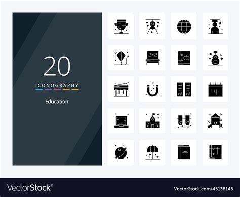 20 Education Solid Glyph Icon For Presentation Vector Image