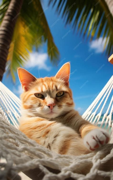 Premium Ai Image Kitty Enjoying Hammock In Sunlight