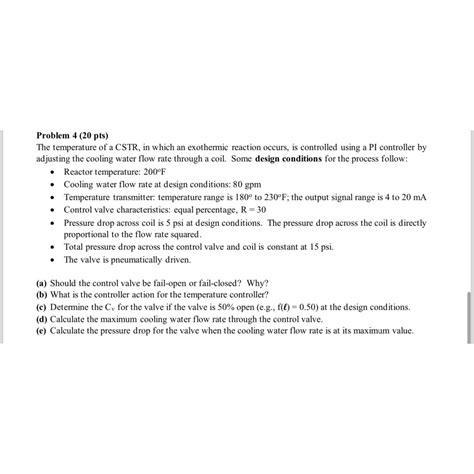 solved problem 4 20 ﻿pts the temperature of a cstr ﻿in