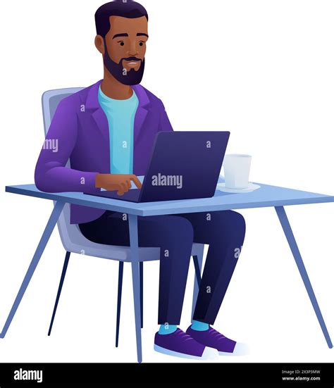 Man Using Laptop Computer Cartoon Illustration Stock Vector Image And Art