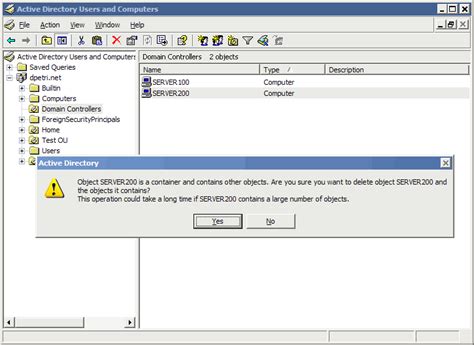 Outwardtruth Microsoft Active Directory Delete Failed DCs From Active Directory